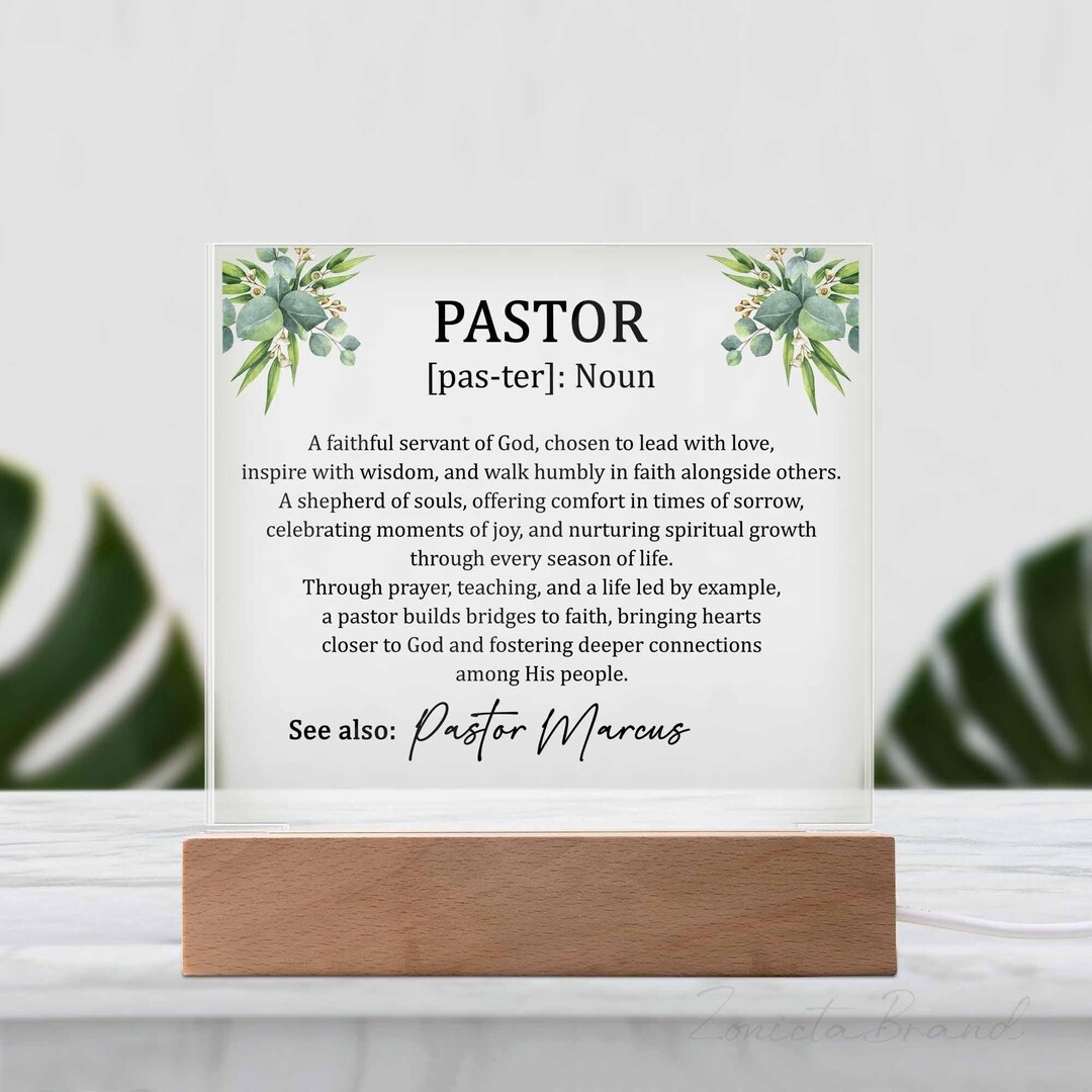 Personalized Pastor Acrylic Plaque, Custom Pastor Appreciation Keepsake ...