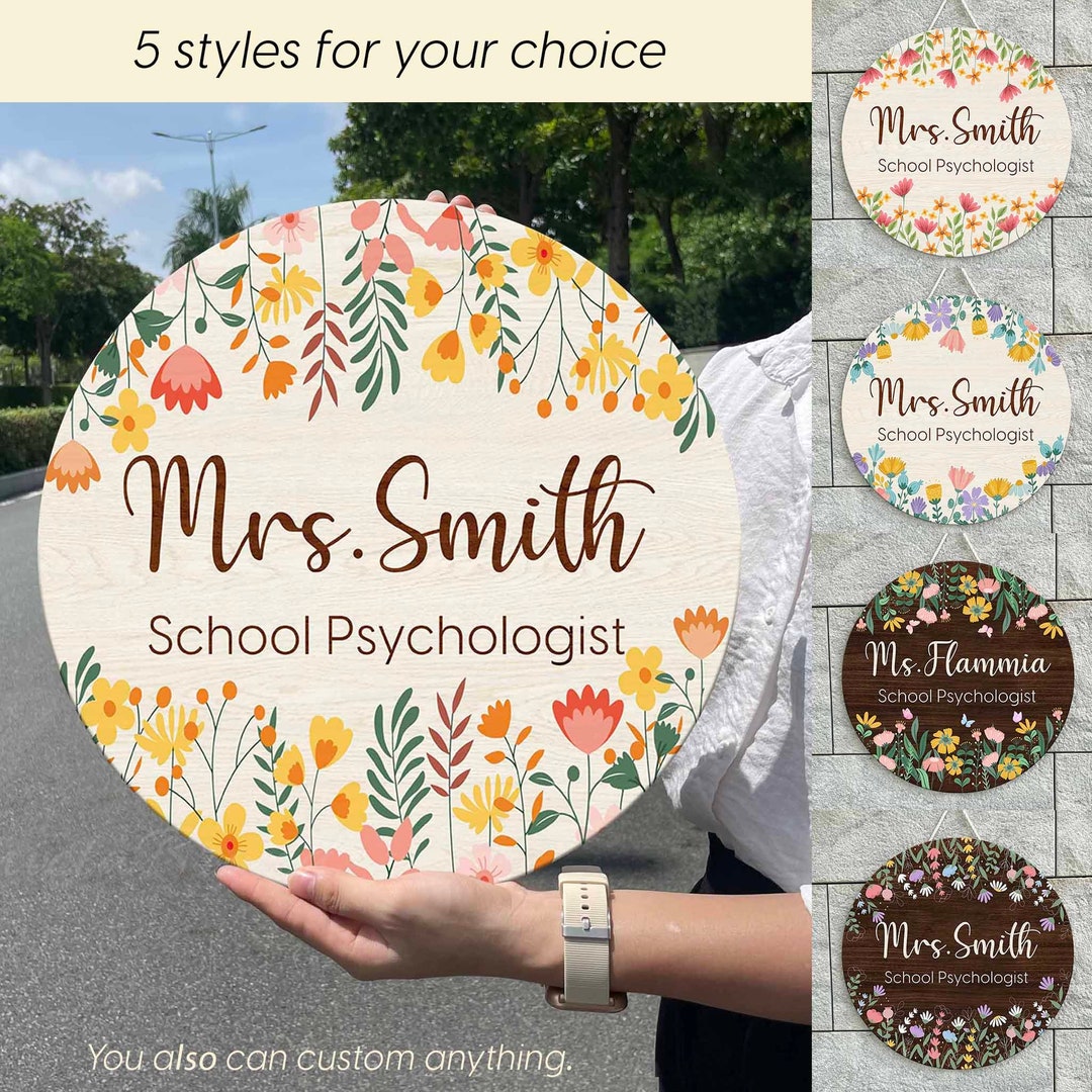 Personalized School Psychologist Door Sign, Custom Door Hanger, School ...