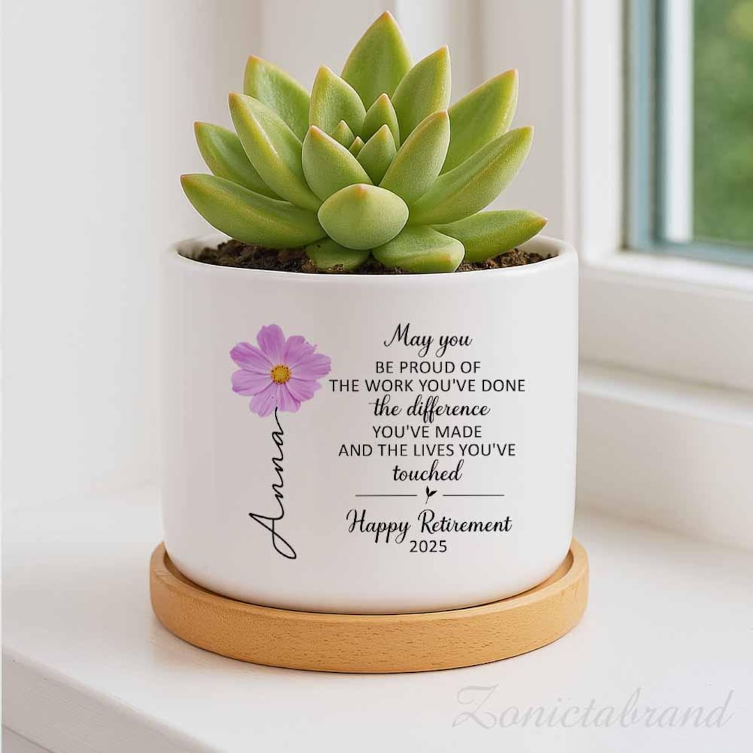 Custom Retirement Ceramic Flower Vase, Happy Retirement Plant Pot ...