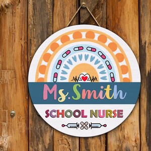 School Nurse Door Sign, Nurse Personalized Sign, New Nurse Gift, School ...