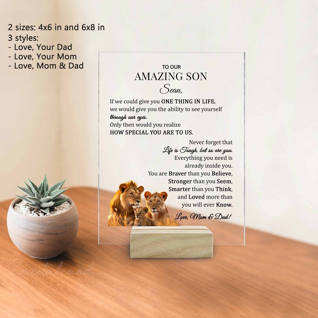 To Our Amazing Son Acrylic Plaque Gift From Parents, Special Gift for ...