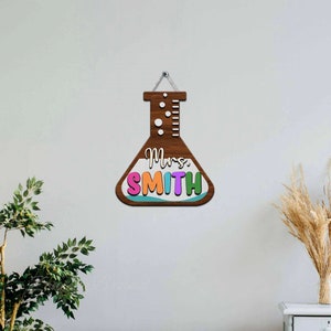 Custom 3D Science Teacher Name Sign, Personalized Science Classroom ...