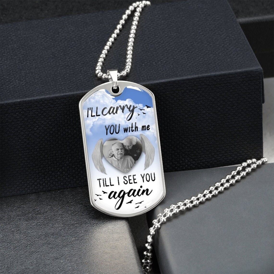 Personalized Photo Memorial Dog Tag Necklace Memorial - Etsy