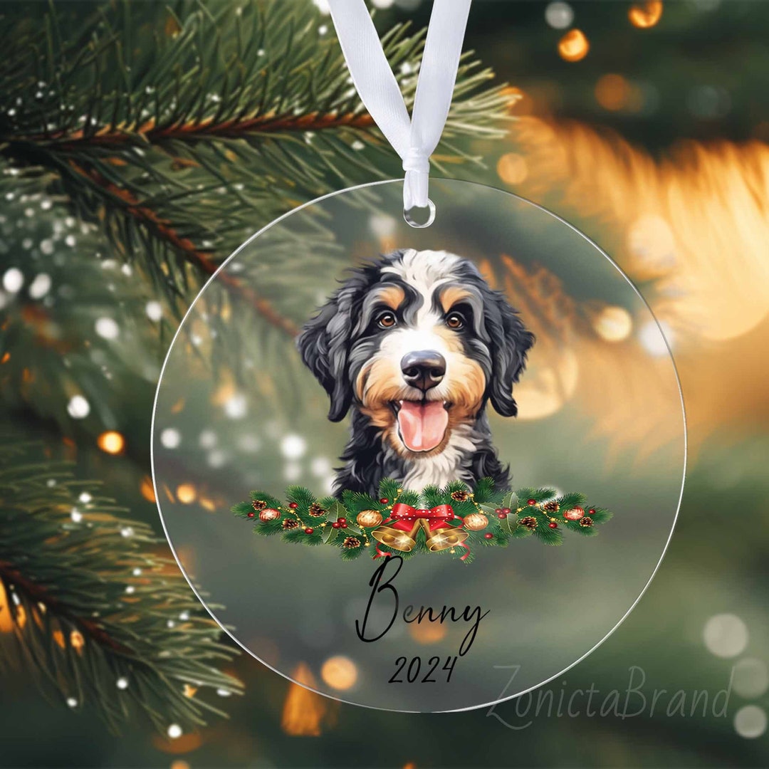 Black White & Tan Doodle Christmas Acrylic/ceramic Ornament ...