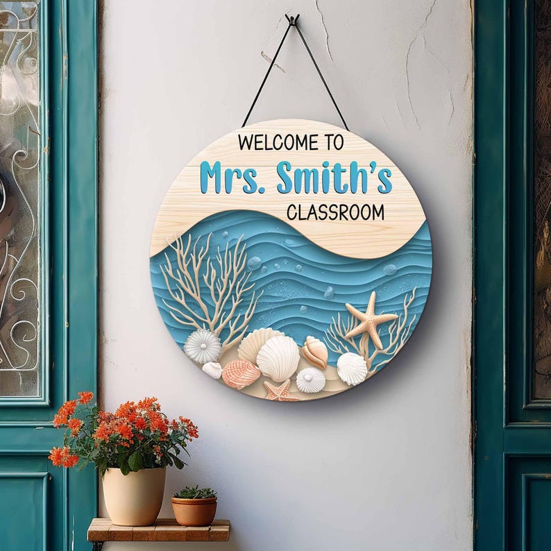 Personalized Ocean Theme Sign for Classroom Decor, Ocean Coastal ...
