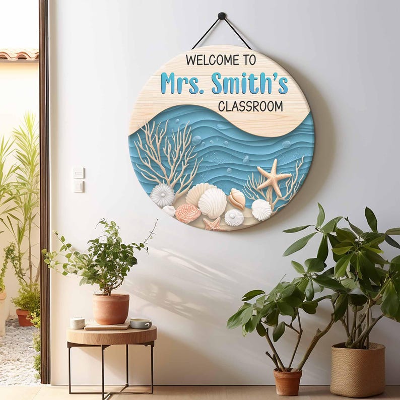 Personalized Ocean Theme Sign for Classroom Decor, Ocean Coastal ...