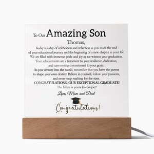 To Our Amazing Son Acrylic Plaque Graduation Gift From Mom and Dad ...