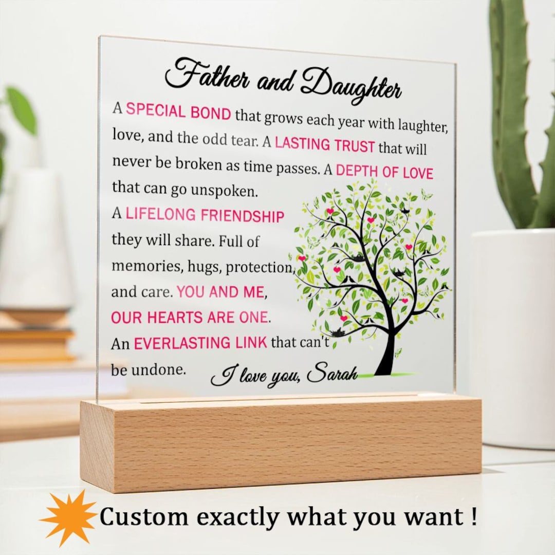 Father and Daughter Acrylic Plaque Gift, Personalised Thank You Dad ...