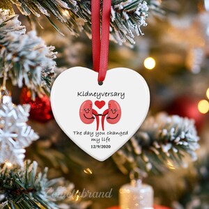Kidney Ornament, Kidney Transplant Christmas Ornament, Kidneyversary ...