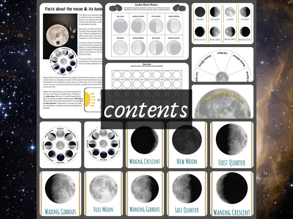 Moon Study Educational Craft Activity Bundle Lunar Phases Full Moon ...