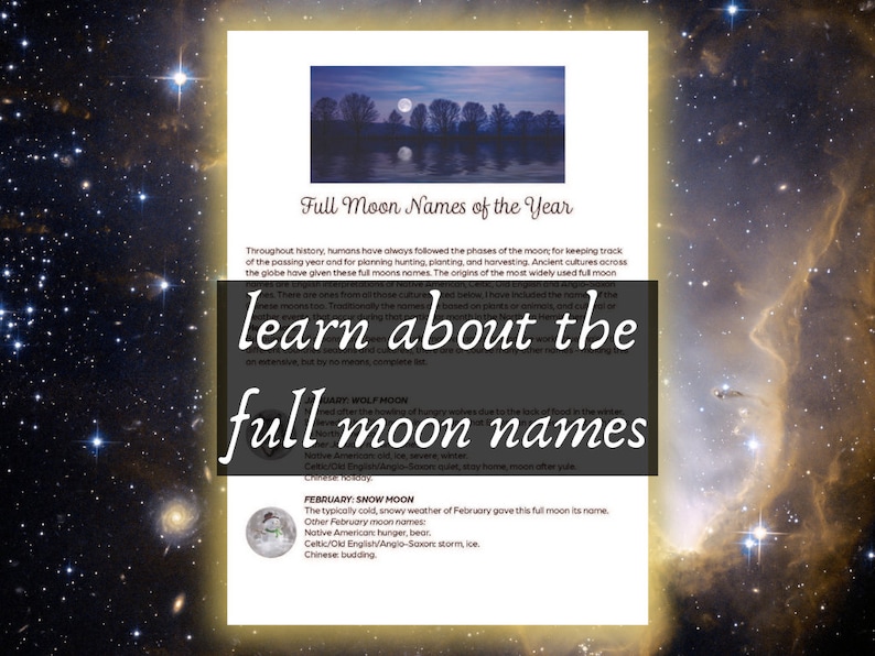 Full Moon Names Pack With Name Origins, Spinner Craft Activity, Posters ...