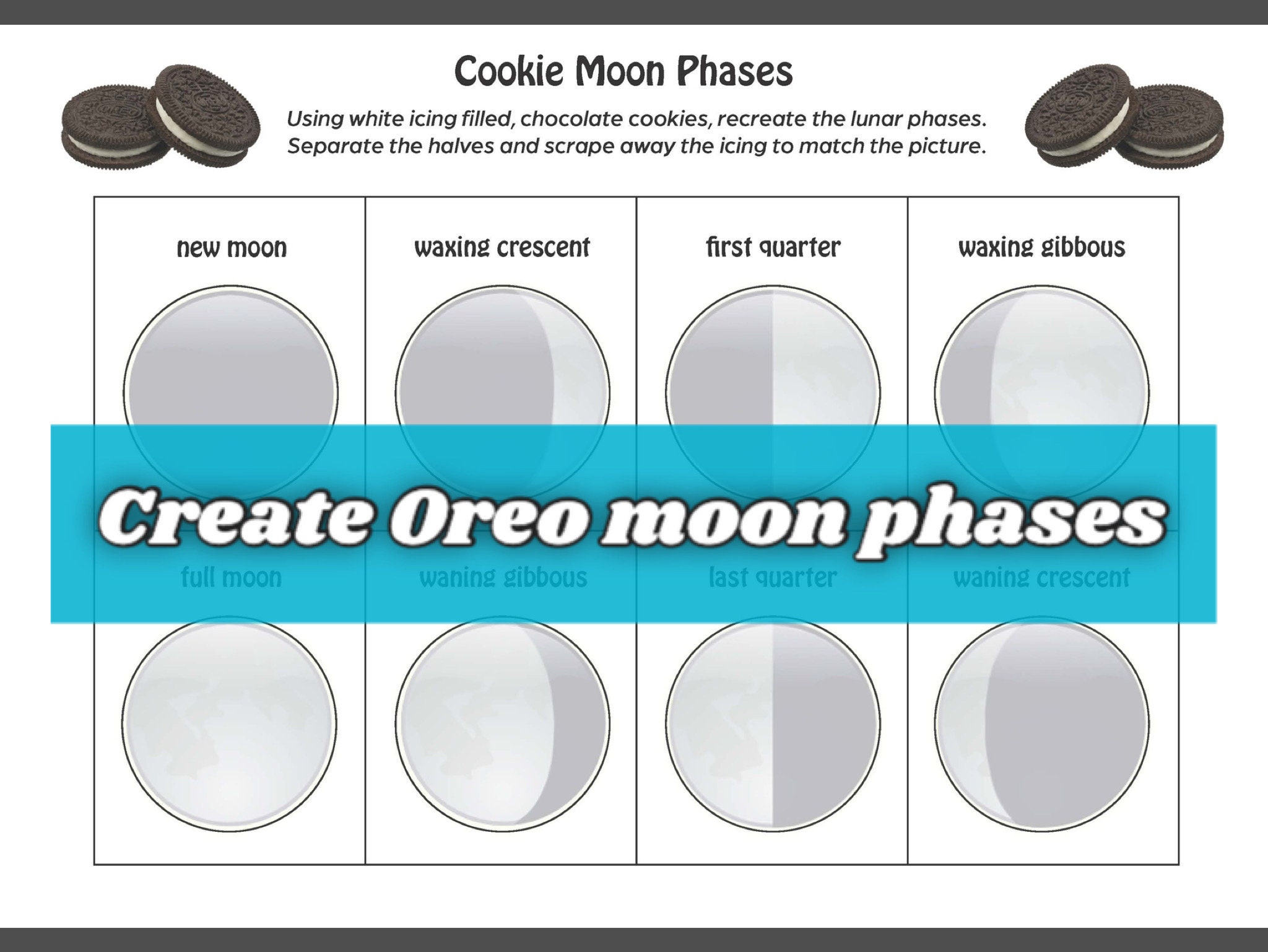 Oreo Cookie Moon Phases Sheet Printable Fun Educational Activity Page ...