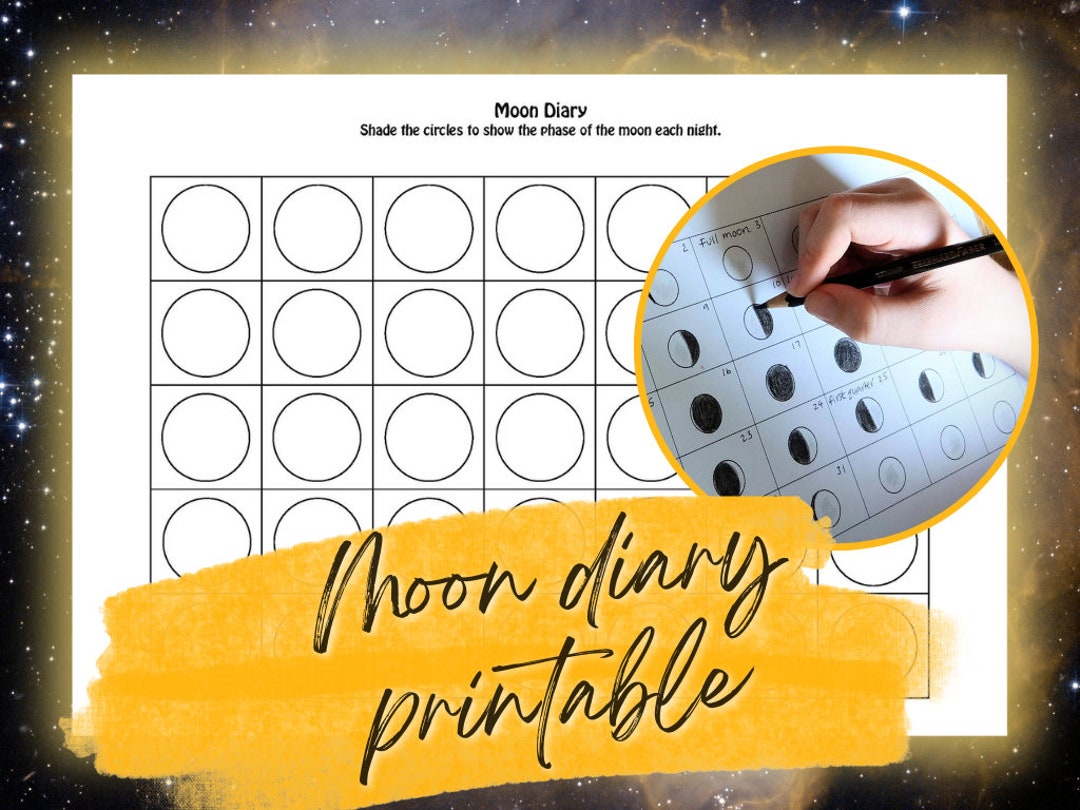 Moon Tracking Diary Calendar Activity / Lunar Phases Observation ...