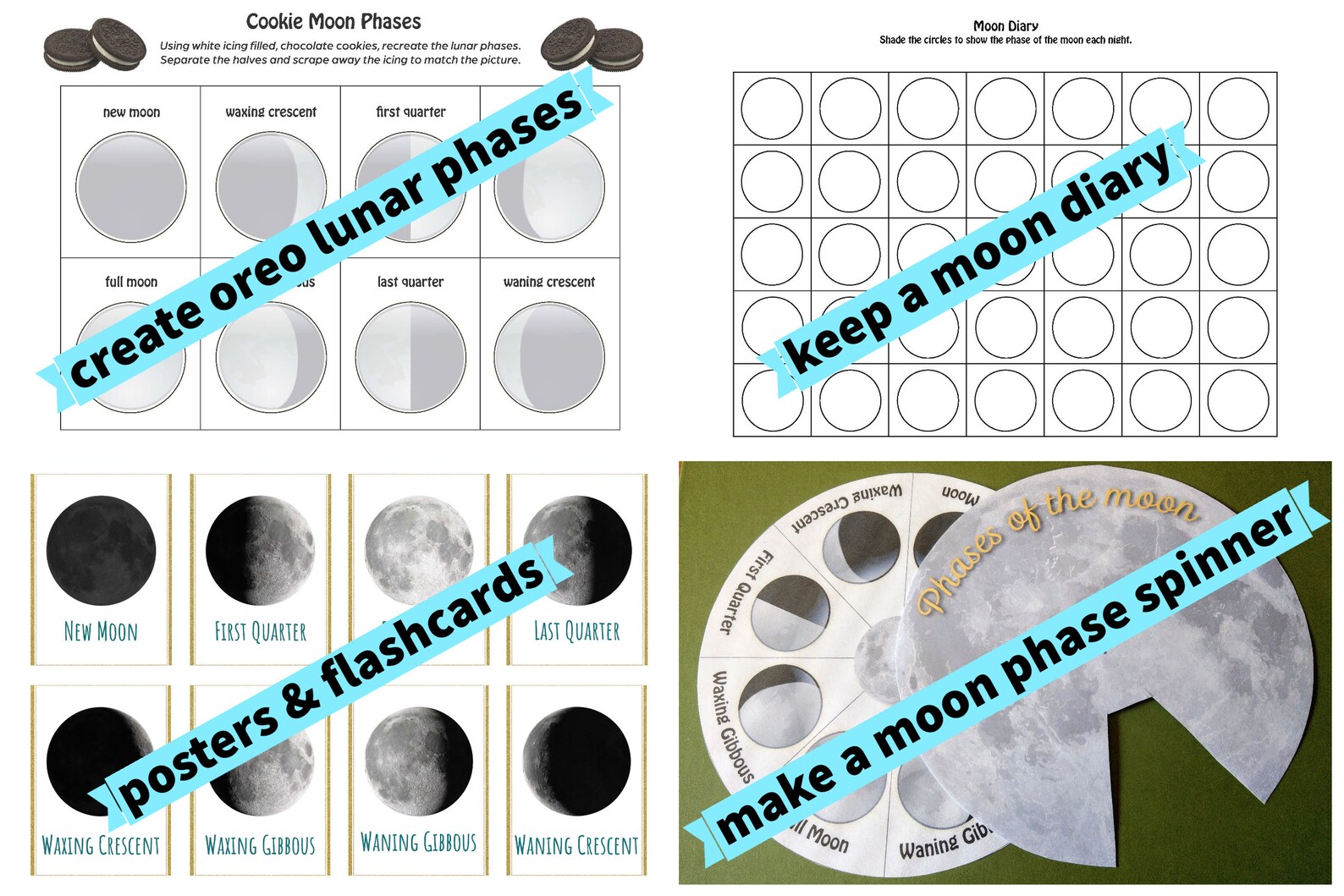 Moon Study Educational Craft Printable Activity Bundle - Etsy