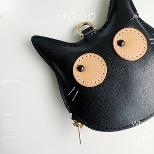 Genuine Leather Cat Purse – Cute Meow Face Coin Wallet, Mini Zip Pouch ...
