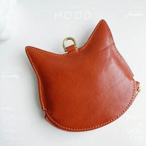 Genuine Leather Cat Purse – Cute Meow Face Coin Wallet, Mini Zip Pouch ...