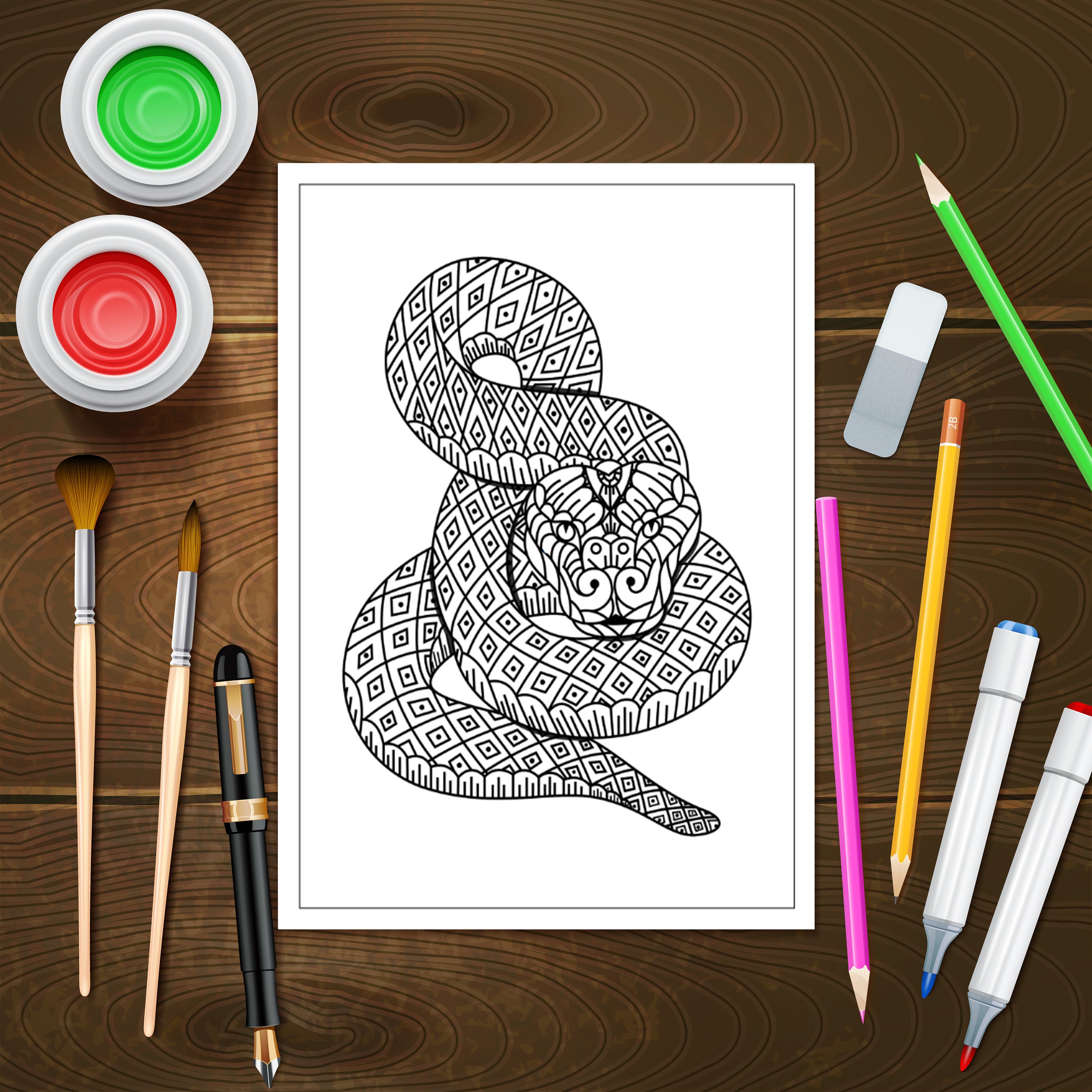 Snakes Coloring Book Animals Coloring Pages Printable - Etsy