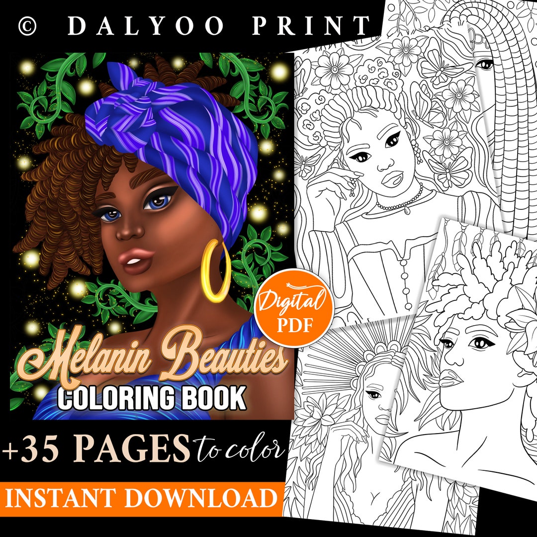 Melanin Beauties Coloring Book | Black Women Coloring Pages | Beautiful ...