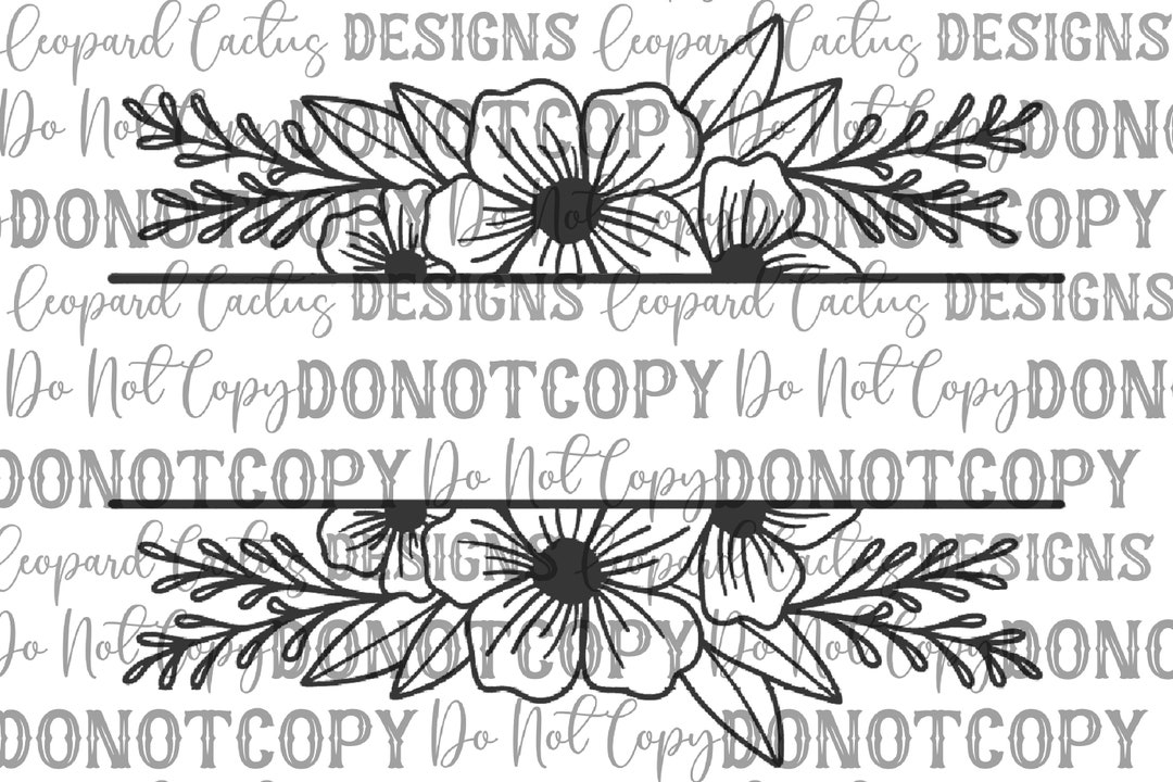 Split Floral Frame PNG SVG Digital Download - Etsy