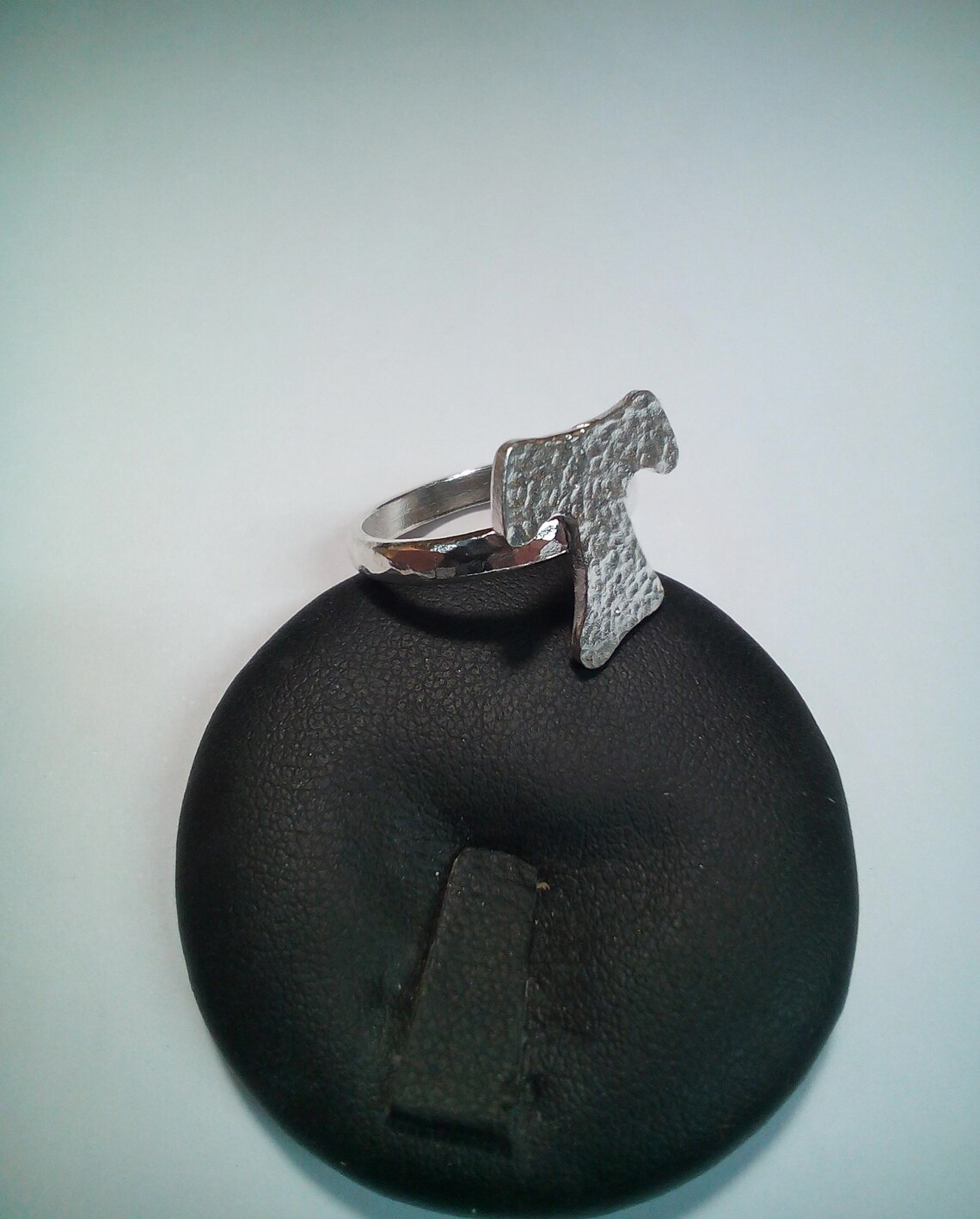 Ring With Tau Cross in Hammered 925 Silver - Etsy