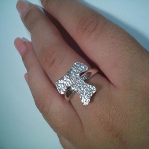 Ring With Tau Cross in Hammered 925 Silver - Etsy