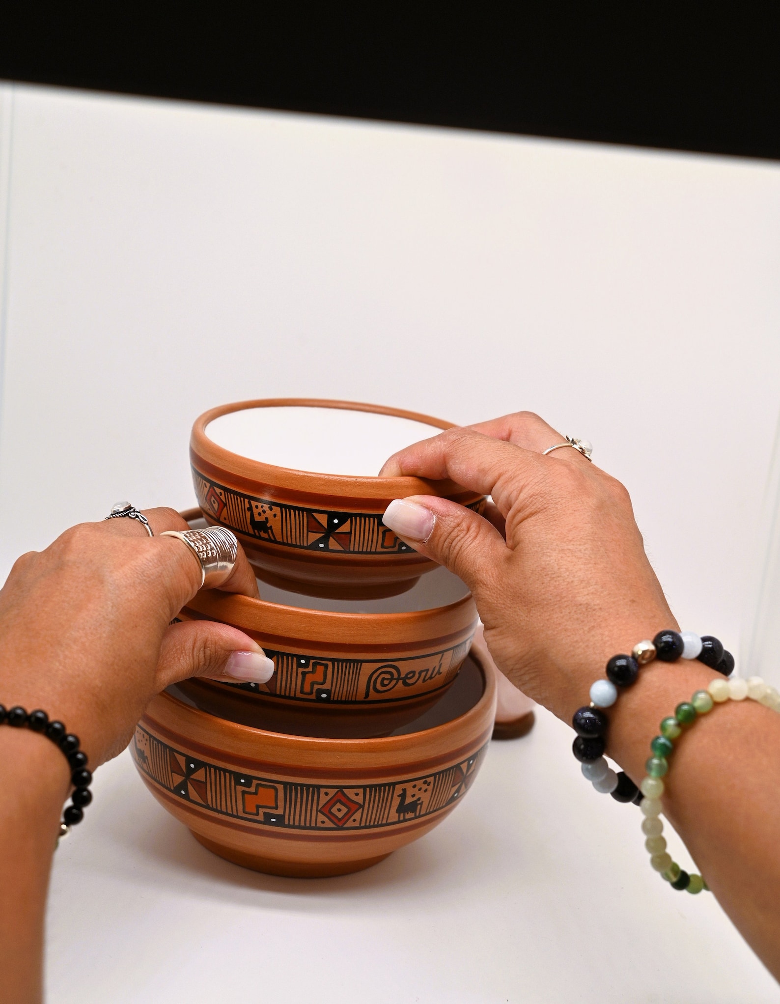Set of 3 Peruvian Hand-painted Ceramic Bowls Peruvian Andean Bowls ...
