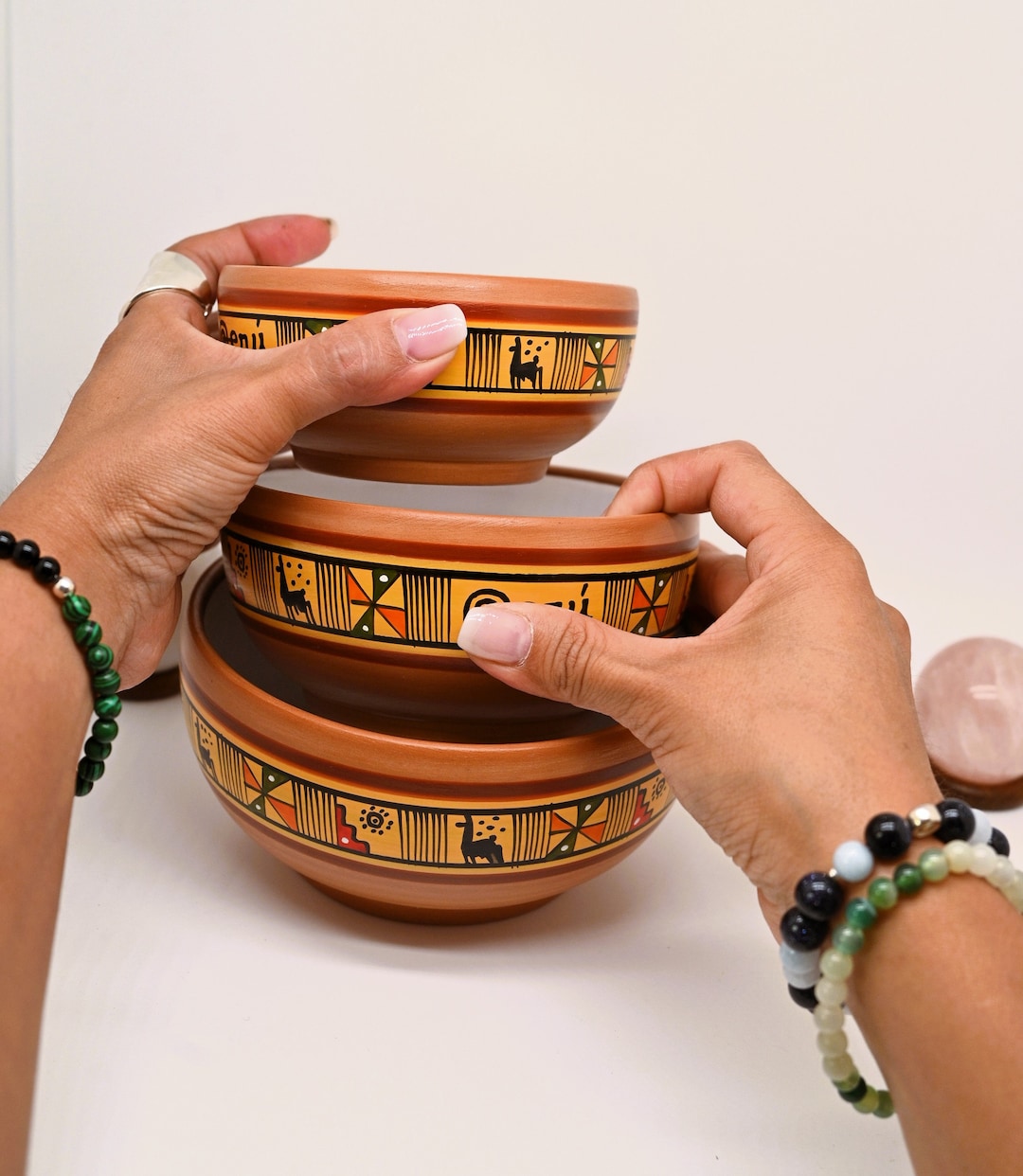 Set of 3 Peruvian Hand-painted Ceramic Bowls Peruvian Andean Bowls ...