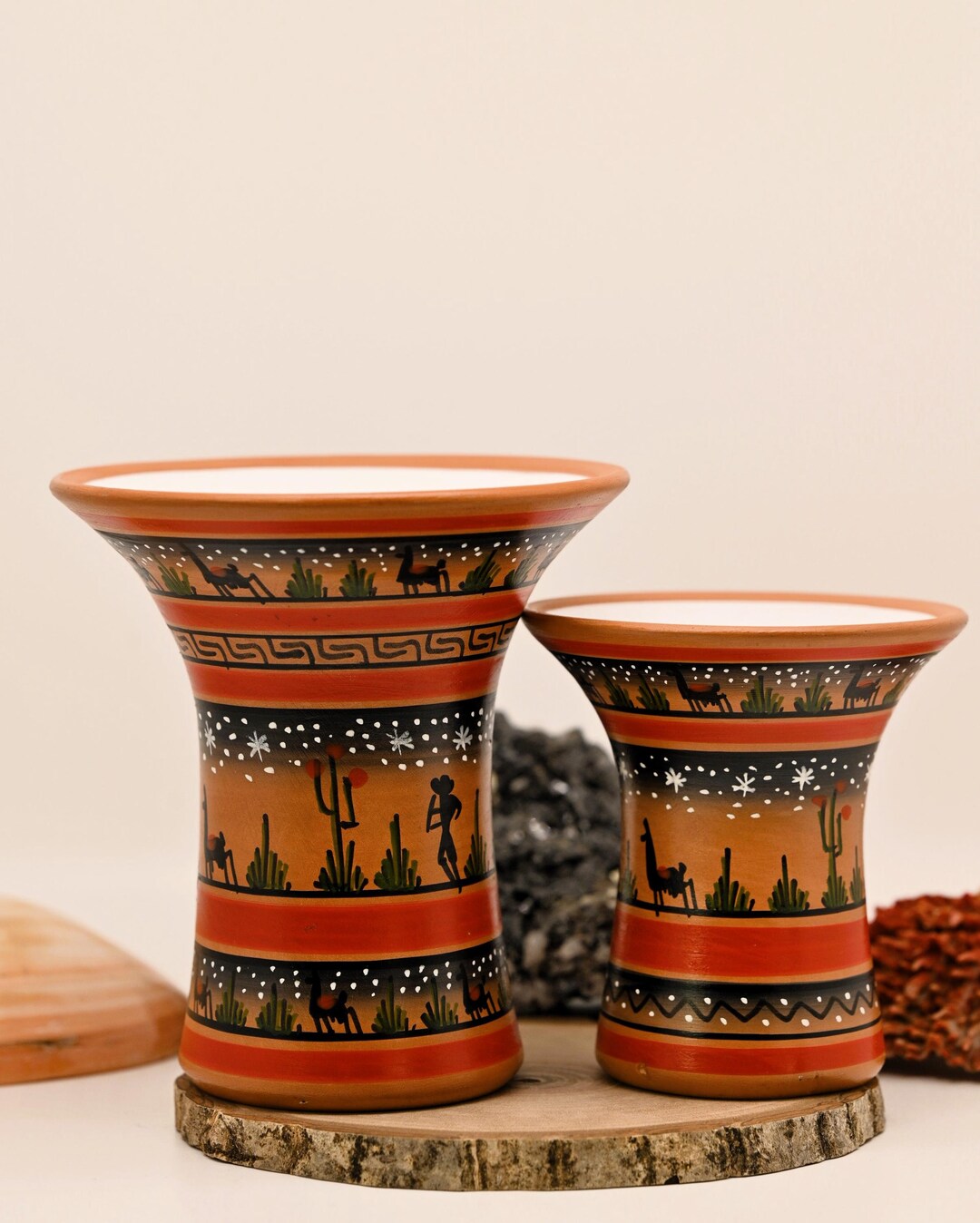 Pair of Inca Ceremonial Vases Inca Keros in Peruvian Clay Ancestral ...