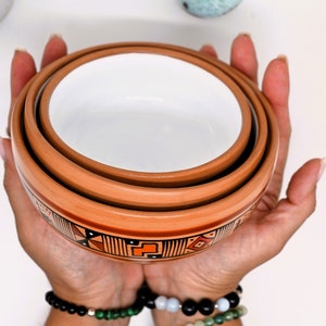Set of 3 Peruvian Hand-painted Ceramic Bowls Peruvian Andean Bowls ...