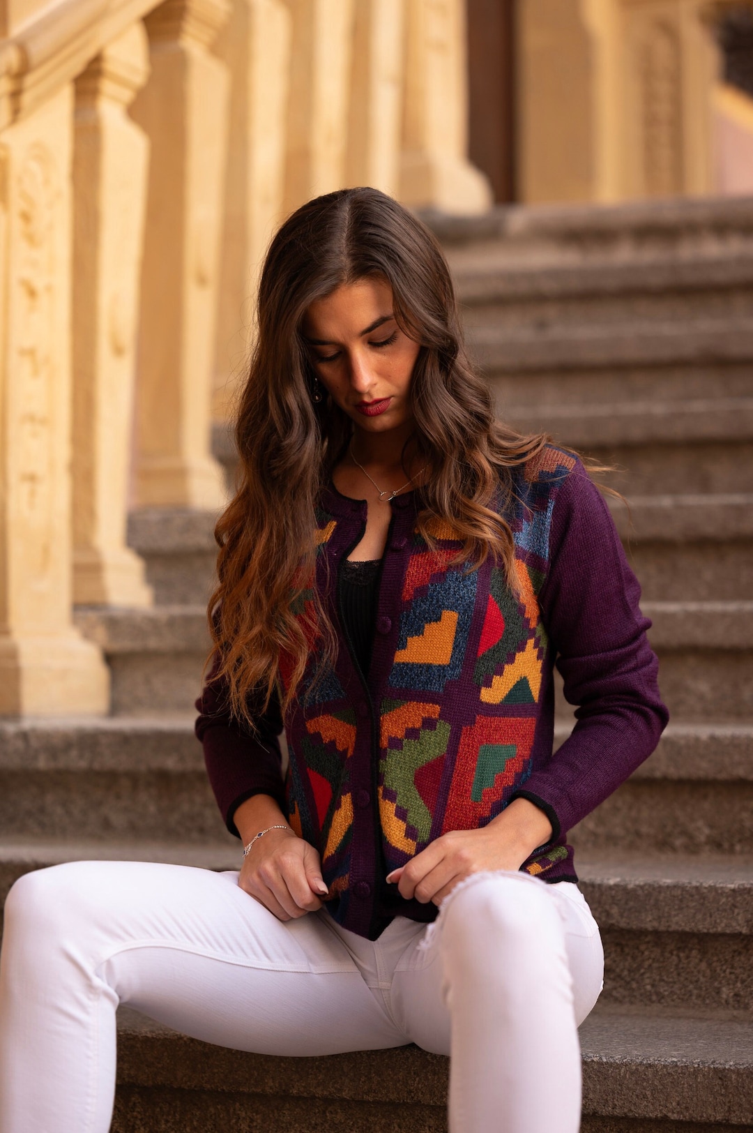 Baby Alpaca Purple Vest Inca Design Mauve-violet 100% Natural Baby ...