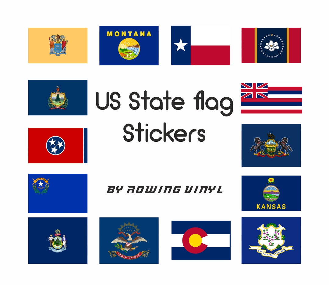 USA State Flag Gloss Vinyl Stickers, Suitable for Indoor and Outdoor ...