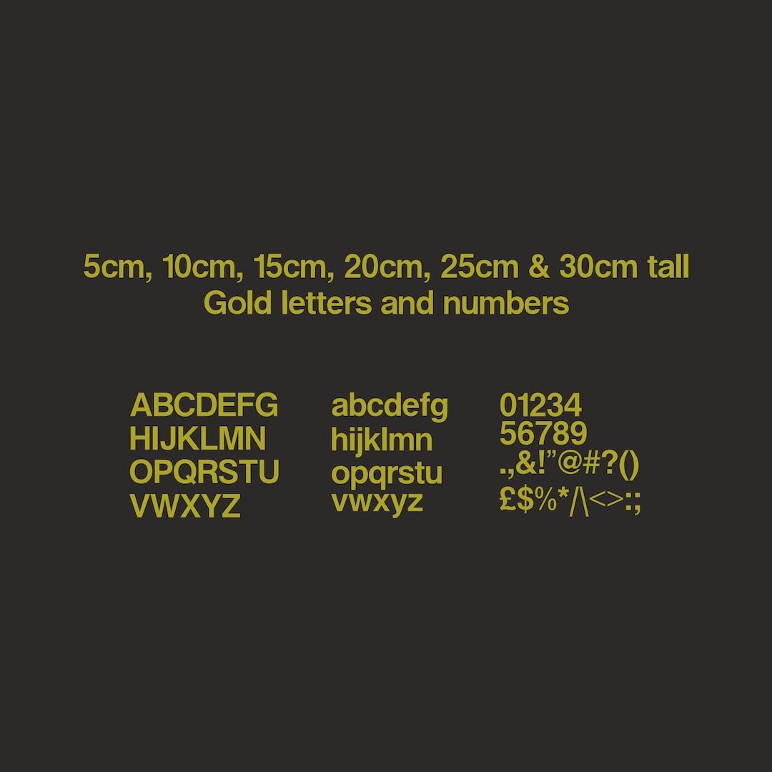 Gold Metallic Adhesive Vinyl Letters and Number Stickers, Suitable for ...