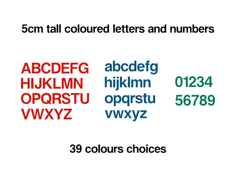 5cm Tall Coloured Adhesive Vinyl Letters and Number Stickers - Etsy UK