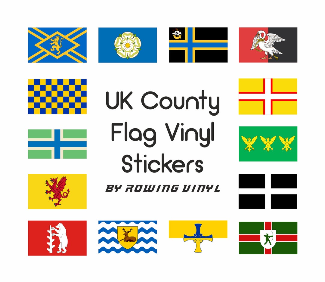 UK County Flag Gloss Vinyl Stickers, Suitable for Indoor and Outdoor ...