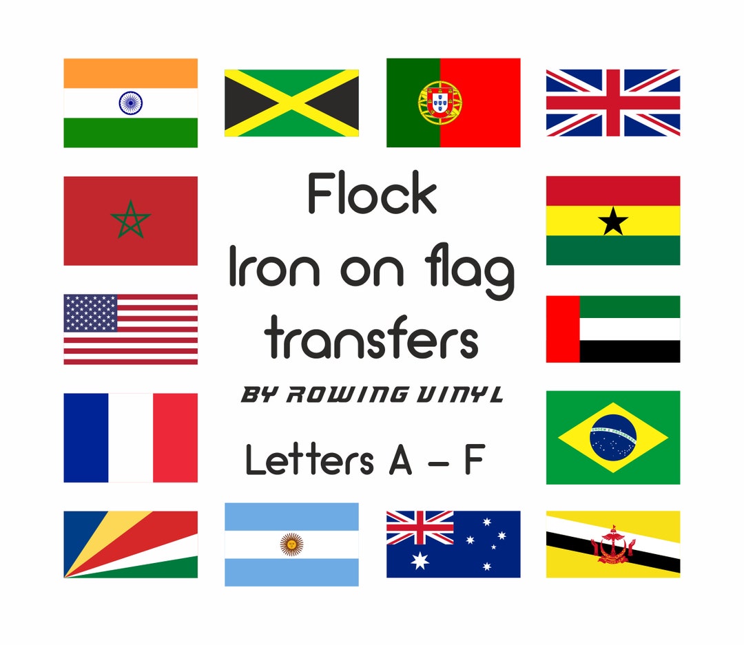 Flags of the World A-F Flock Iron on Heat Transfers for - Etsy Singapore