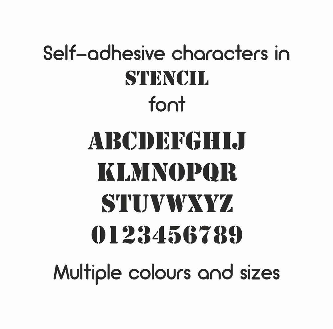 Stencil Font Self-adhesive Vinyl Letter and Number Stickers, Suitable ...