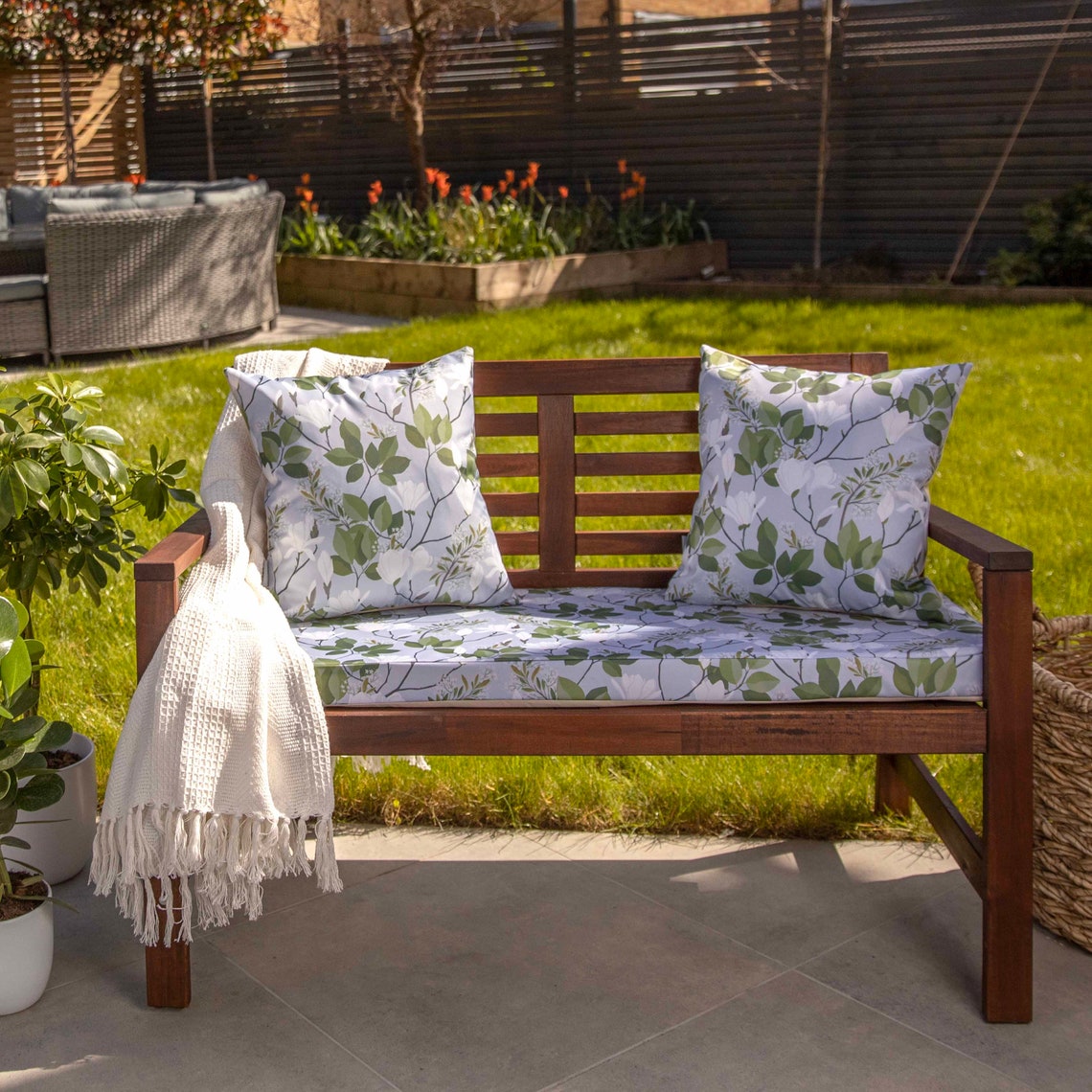 Water Resistant Garden Cushion, Outdoor Pillow Magnolia Grey Available ...