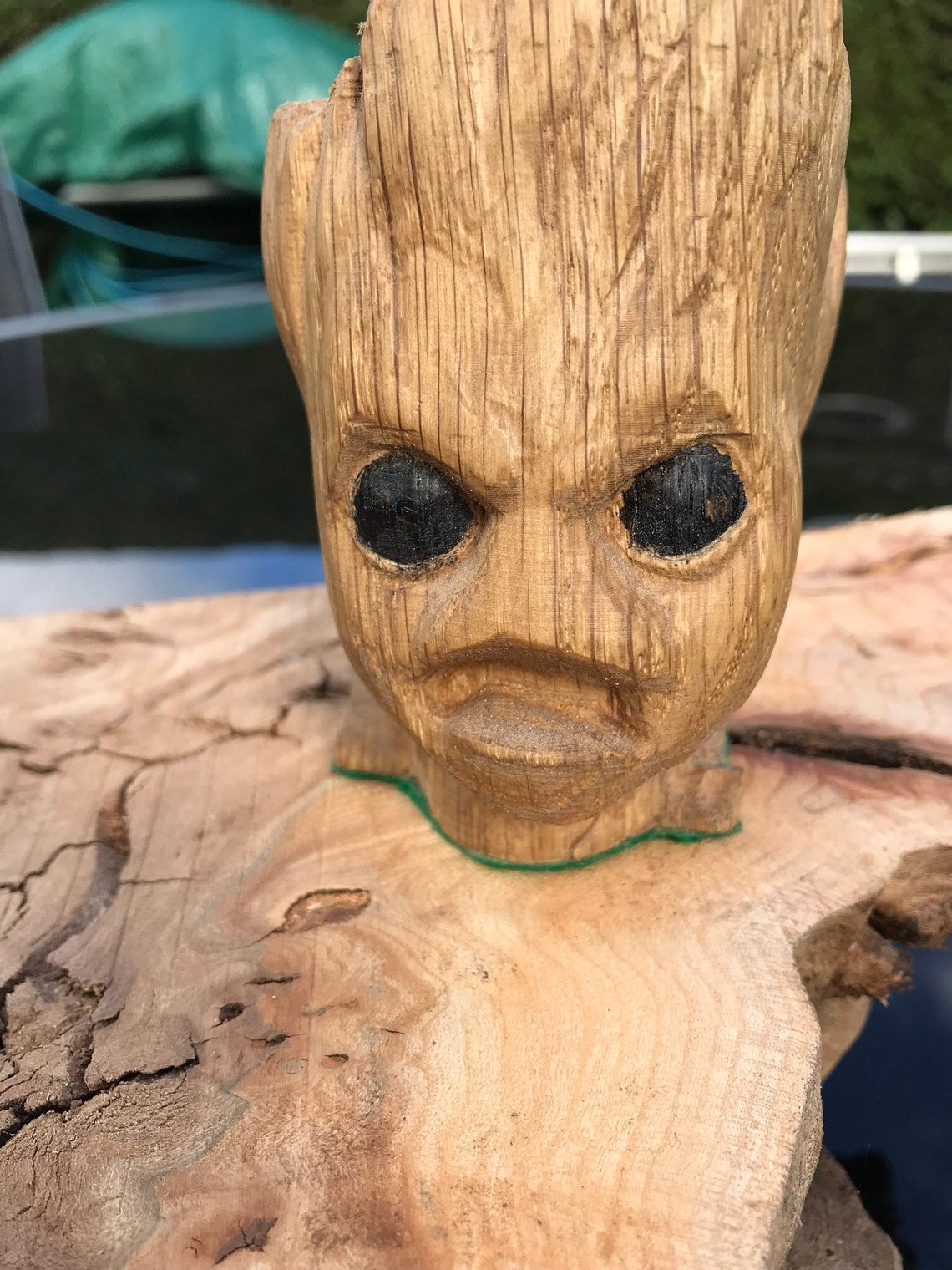 Carved Wooden Angry Baby Groot in Oak - Etsy UK