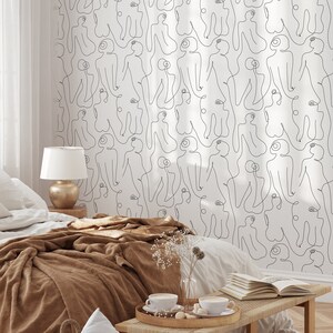 Female Pattern Wallpaper | Abstract Removable Self Adhesive Black White ...