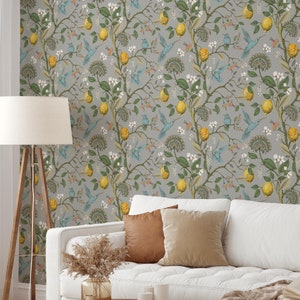 Hummingbird and Lemon Tree Wallpaper | Removable Self Adhesive Birds ...