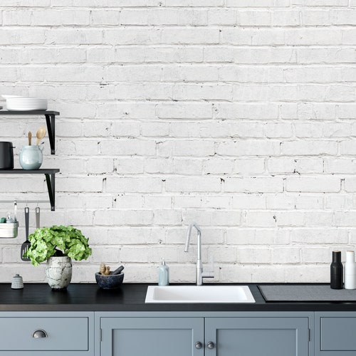 White Brick Wallpaper // Removable Wallpaper // Peel and Stick - Etsy