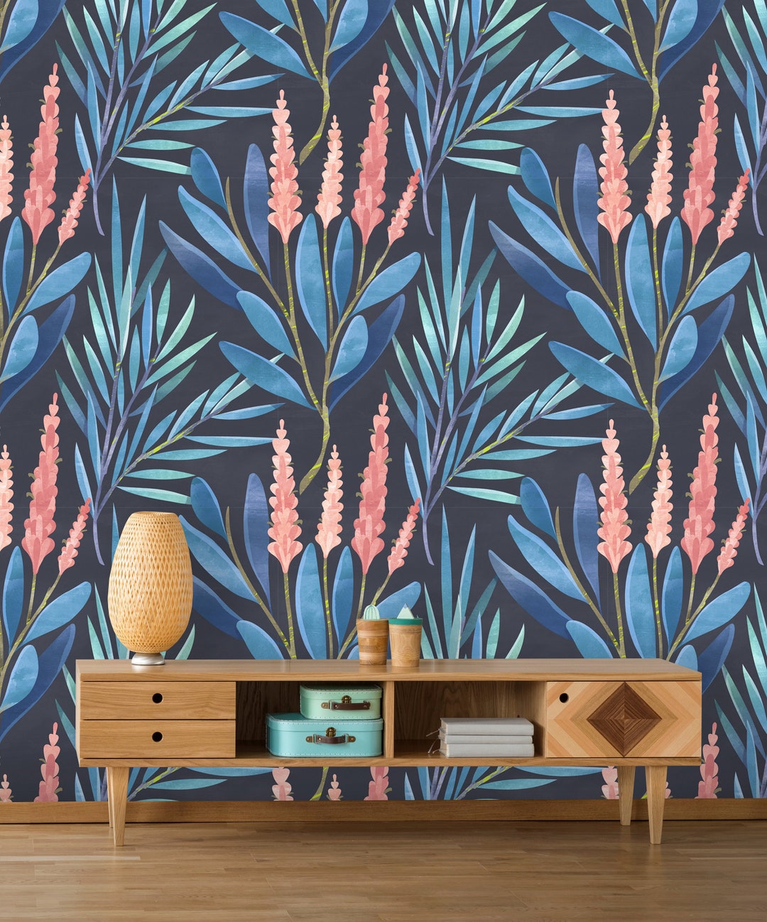 Removable Wallpaper | Peel and Stick Floral Pattern | Flower Wallpaper ...