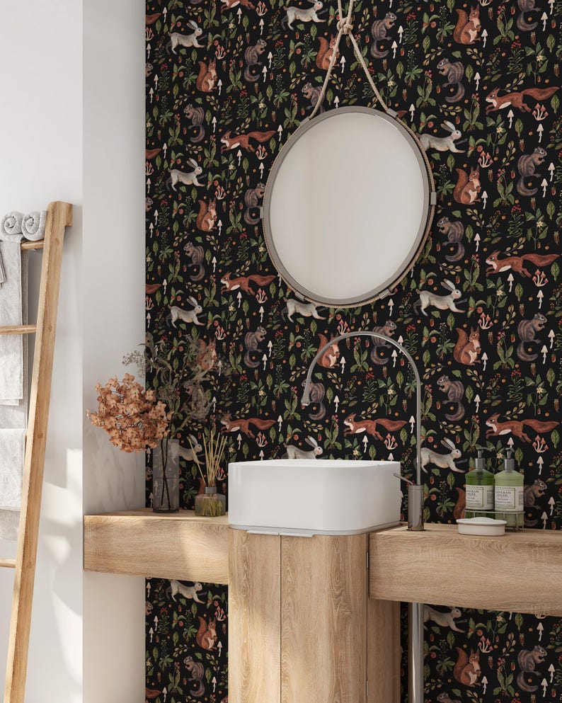 Forest Animals Botanical Wallpaper | Removable Self Adhesive ...