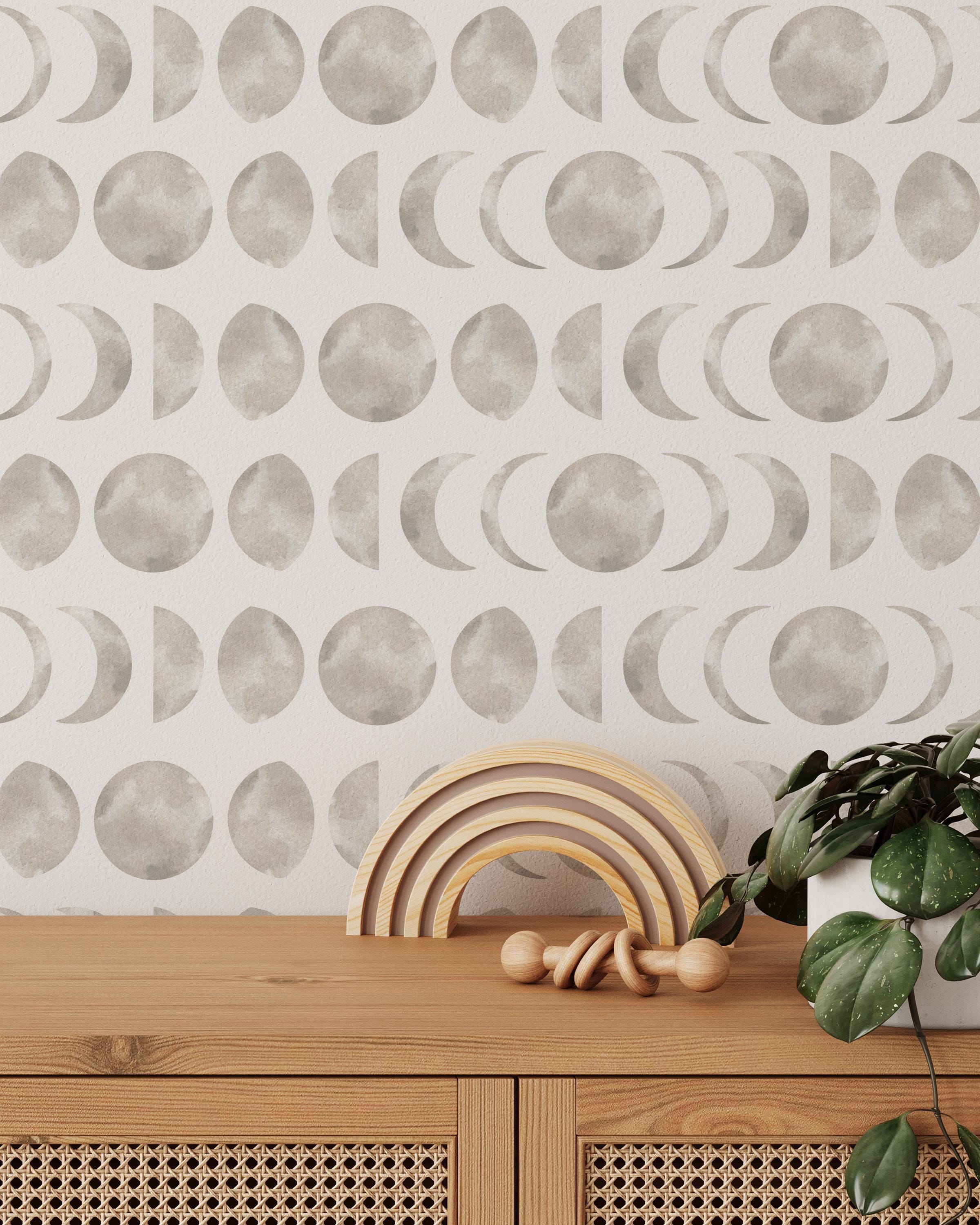 Moon Phase Wallpaper | Removable Space Wallpaper | Cosmic Lunar Accent ...