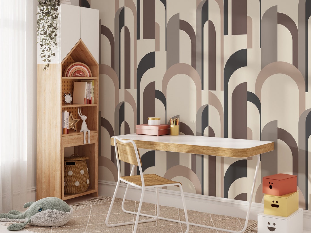 Modern Arch Shapes Wallpaper Removable Self Adhesive Geometrical ...