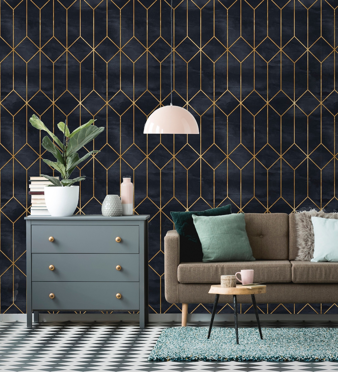Art Deco Peel and Stick Wallpaper | Removable Vintage Geometric ...