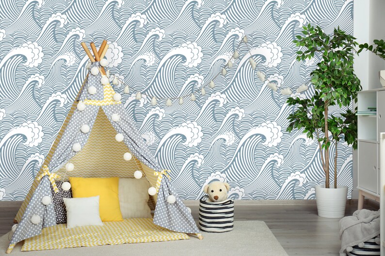 Removable Wallpaper Peel and Stick Great Wave Wallpaper - Etsy