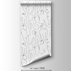 Female Pattern Wallpaper | Abstract Removable Self Adhesive Black White ...