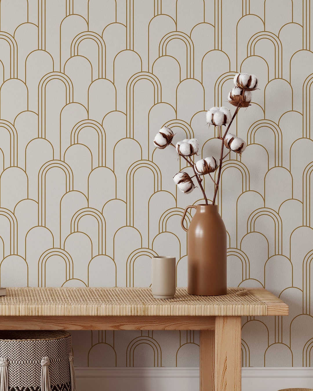 Vintage Art Deco Wallpaper | Removable Self Adhesive Geometrical ...