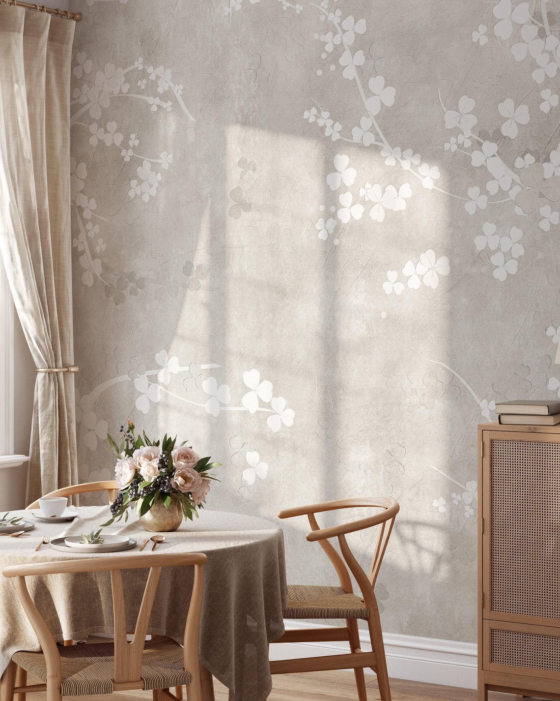 Blooming Sakura Mural | Removable Self Adhesive Pastel Leaves Wallpaper ...